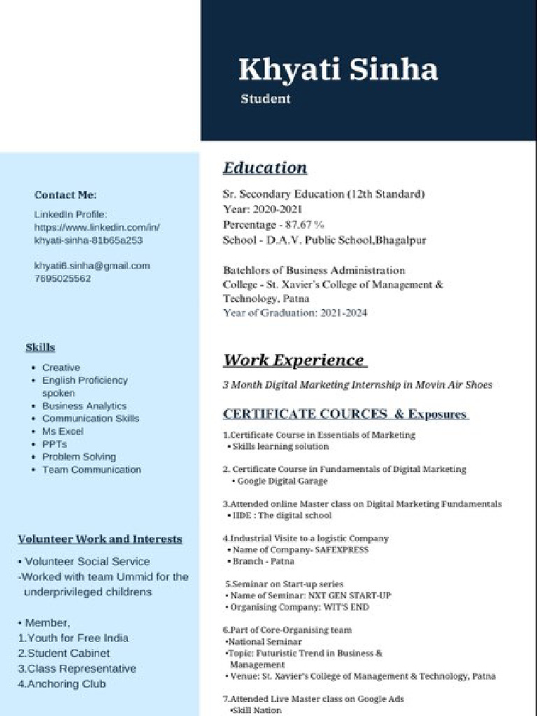 CV - Khyati Sinha Final | PDF