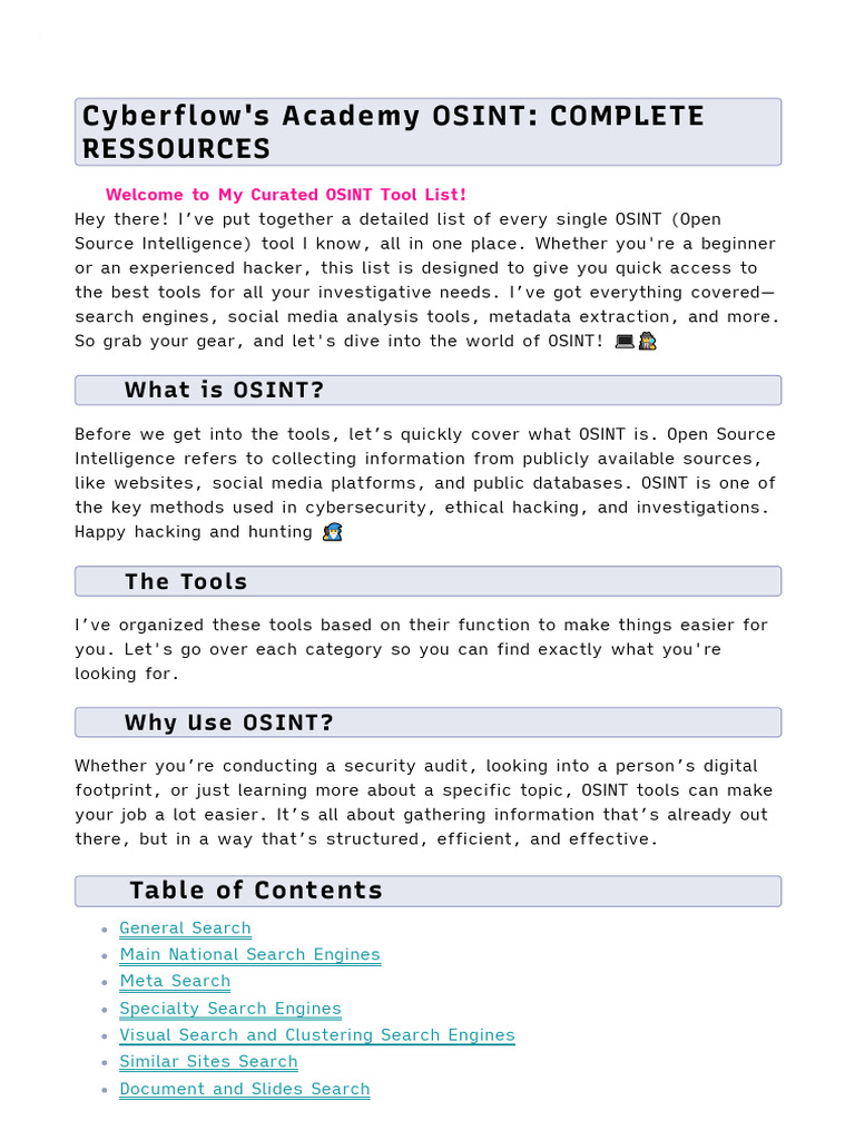 Osint Complete Resources | PDF | World Wide Web | Internet & Web
