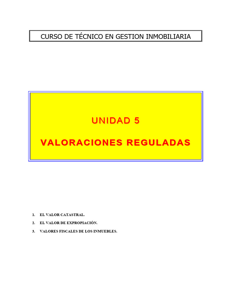 Valoraciones Reguladas en Gestión Inmobiliaria | PDF | Bienes raíces ...