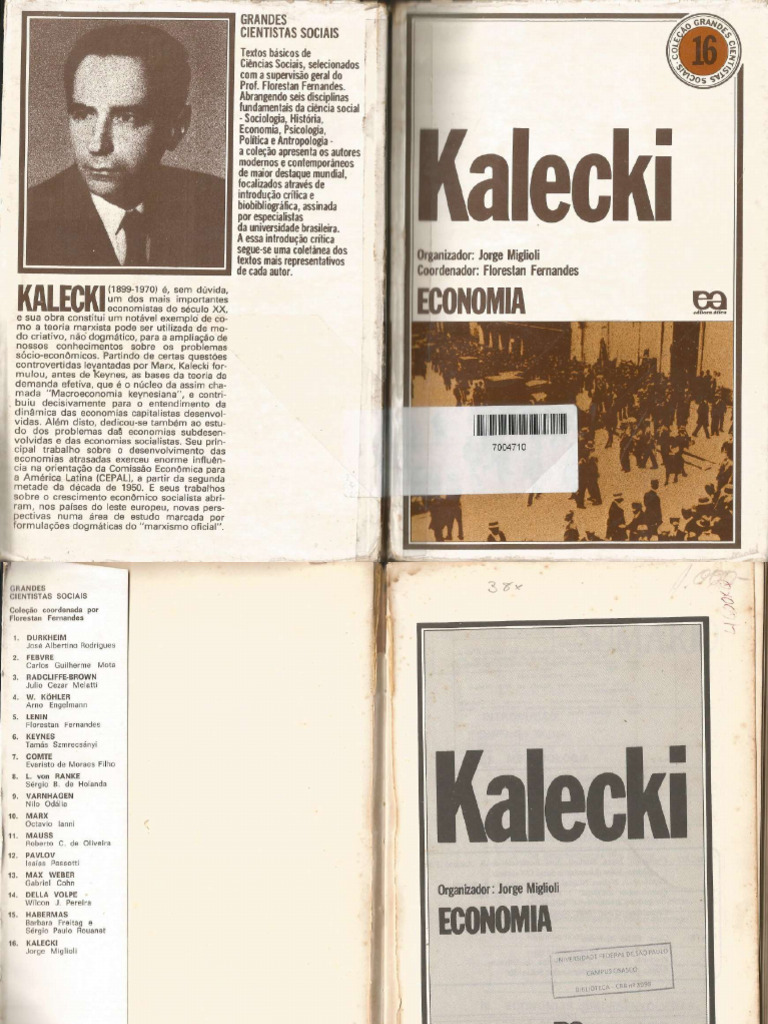 Economia - Michal Kalecki Jorge Miglioli (Org - ) - Coleção Grandes ...