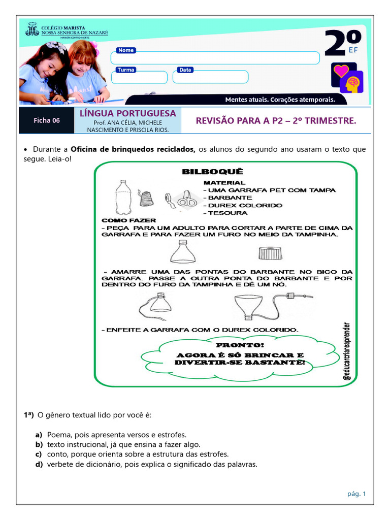 Lp - Ficha 06 Revisão de Lp - Junho | PDF | Quadrinhos