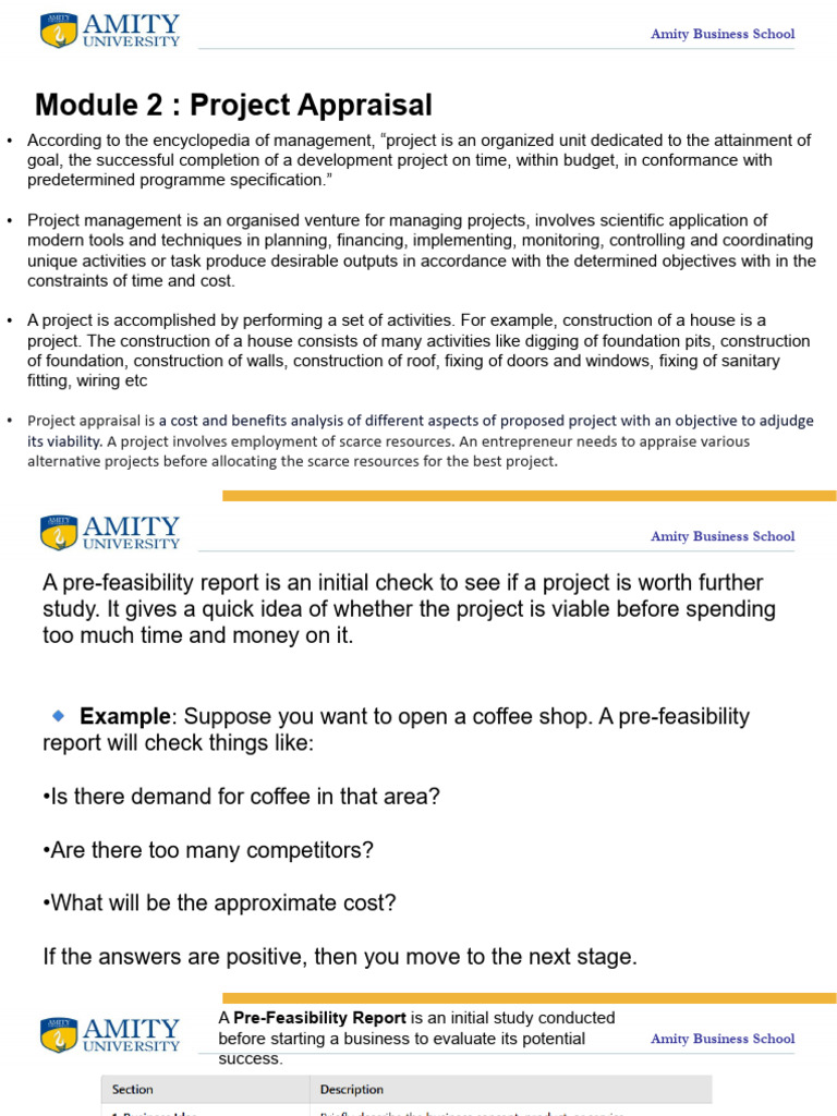 Module 2 Project Appraisal ENTREPRENEURSHIP | PDF | Feasibility Study | Economies