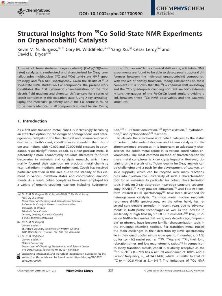 ChemPhysChem - 2017 - Burgess - Structural Insights From 59co Solid State NMR Experiments On ...