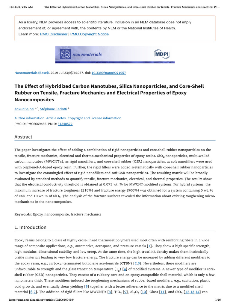 The Effect of Hybridized Carbon Nanotubes, Silica Nanoparticles, and ...