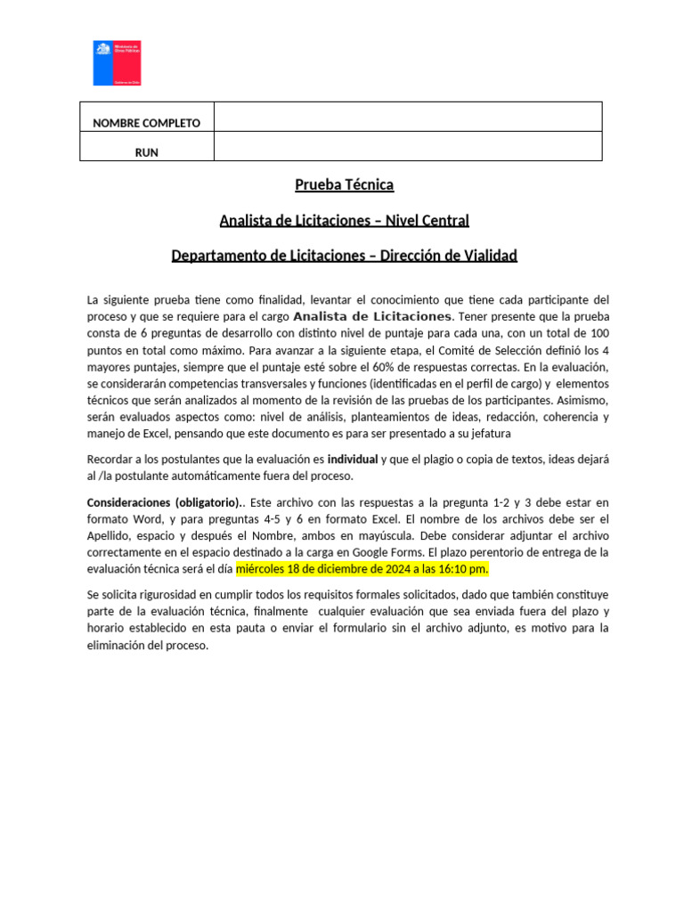 Prueba Técnica - Analista de Licitaciones | PDF | Presupuesto
