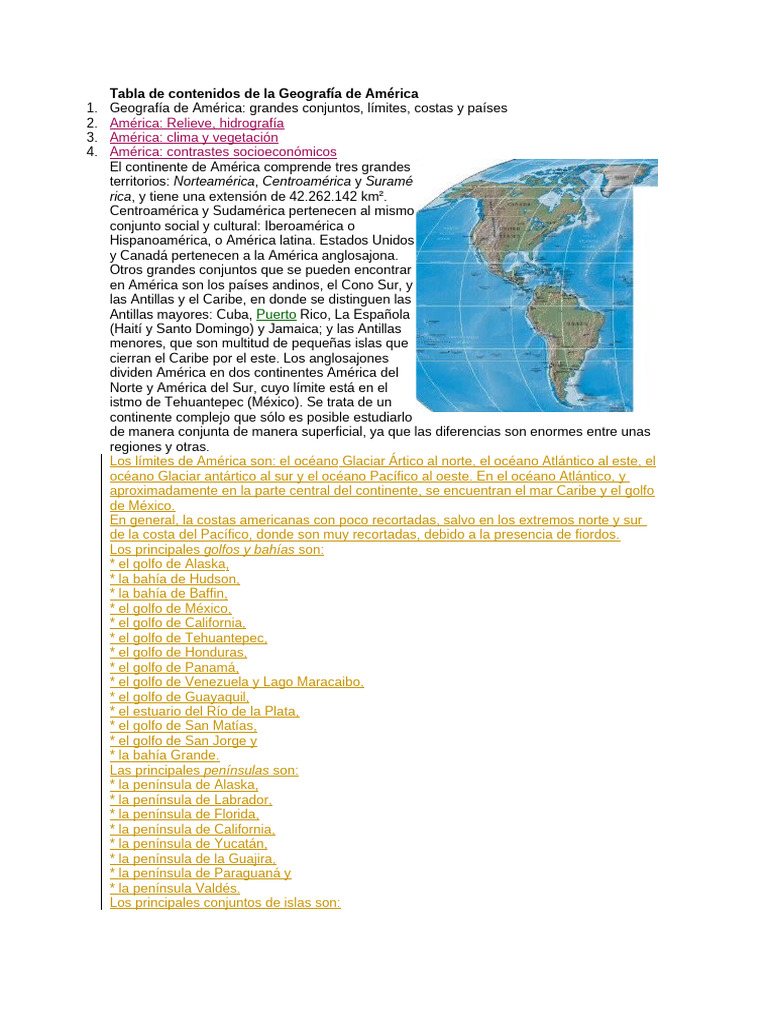 Geografía de América: límites y características | PDF | Américas ...
