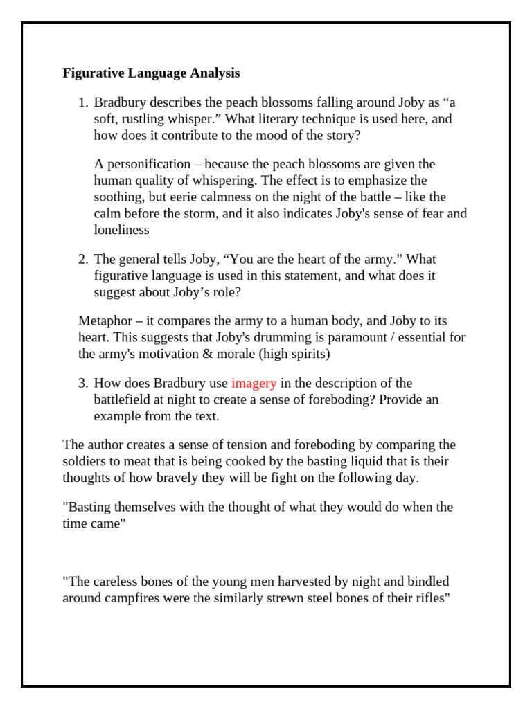 Literary Analysis Questions On The Drummer Boy of Shiloh CW | PDF