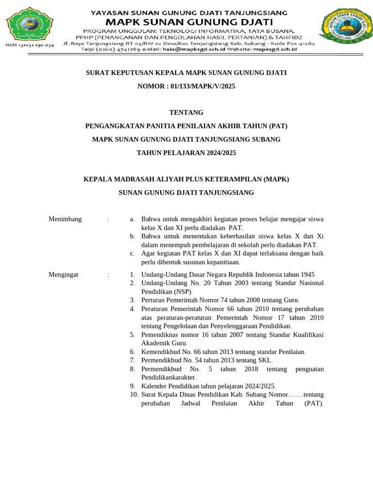 Surat Keputusan Panitia | PDF