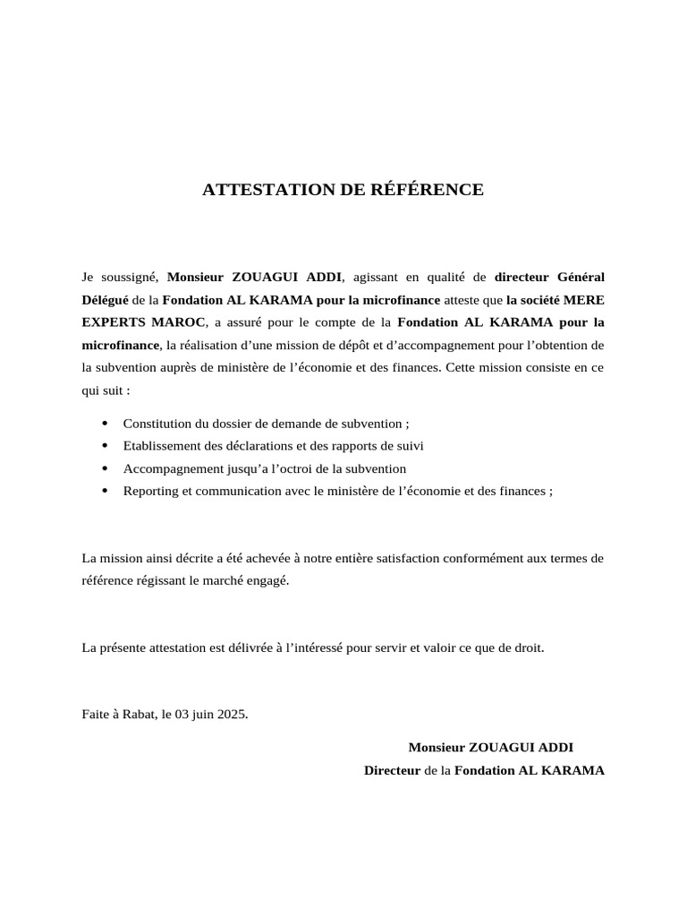 Attestation de Référence | PDF
