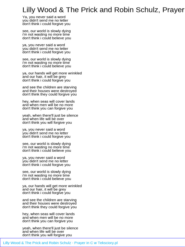 Lilly Wood The Prick and Robin Schulz Prayer in C | PDF