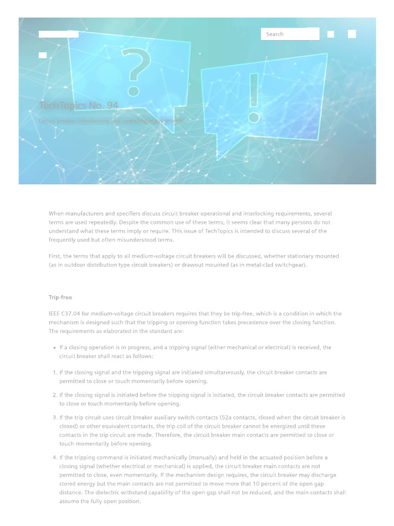 Circuit Breaker Interlocking and Operating Requirements | PDF