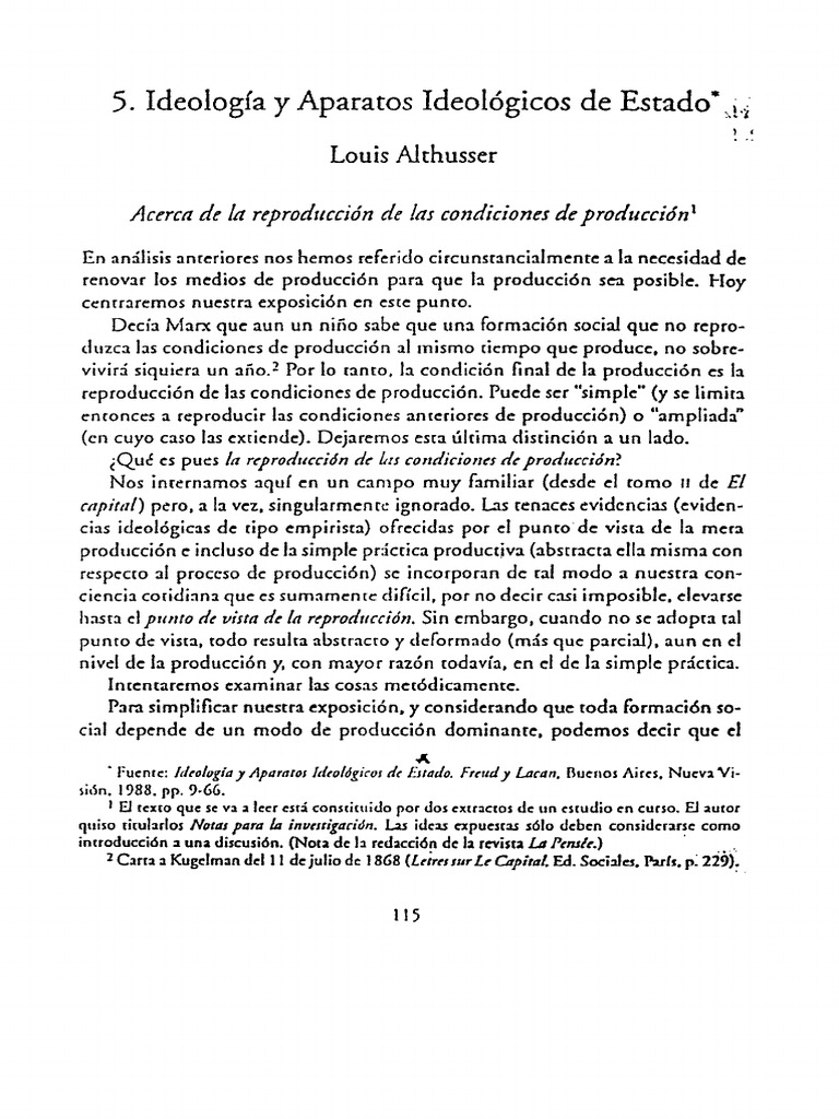Althusser, L. Ideología y Aparatos Ideológicos de Estado | PDF