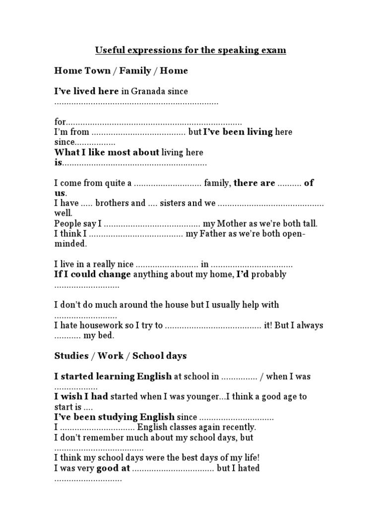FCE Speaking - Useful Expressions | PDF