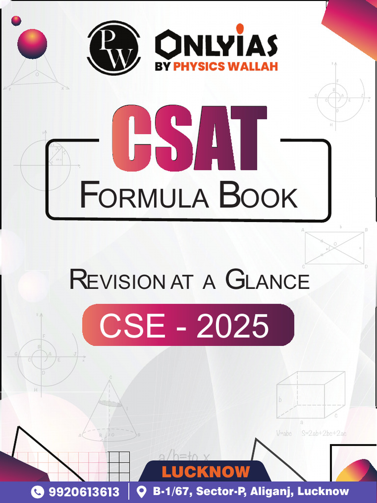 CSAT 2025 - Formula Book - (Single Colour) | PDF | Arithmetic | Numbers