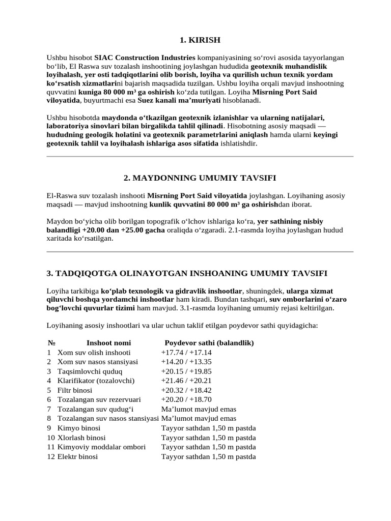 Site Investigation Report Tarjima | PDF