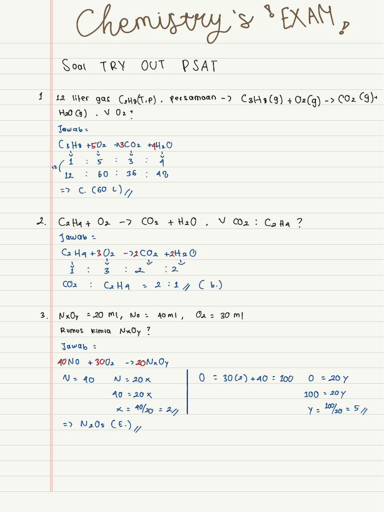 Chemistry End Year's Exam | PDF