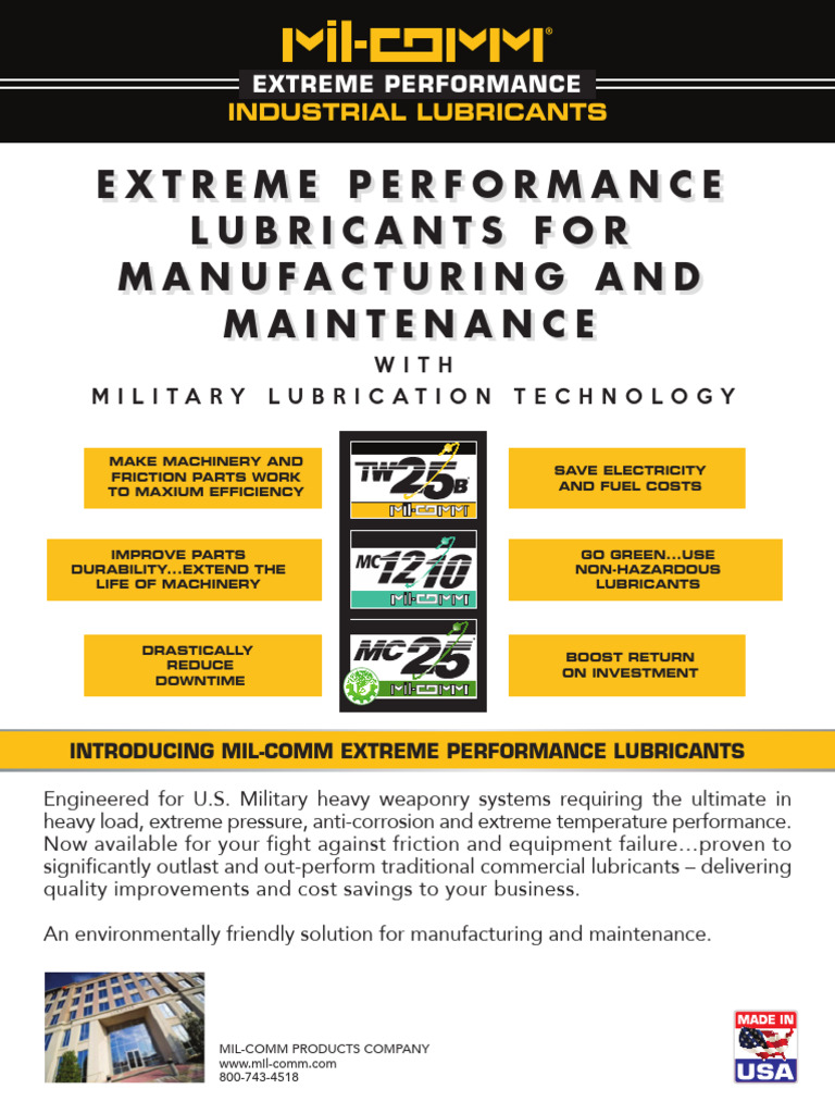Mil-Comm MC25 Sales Sheet | PDF | Lubricant | Water