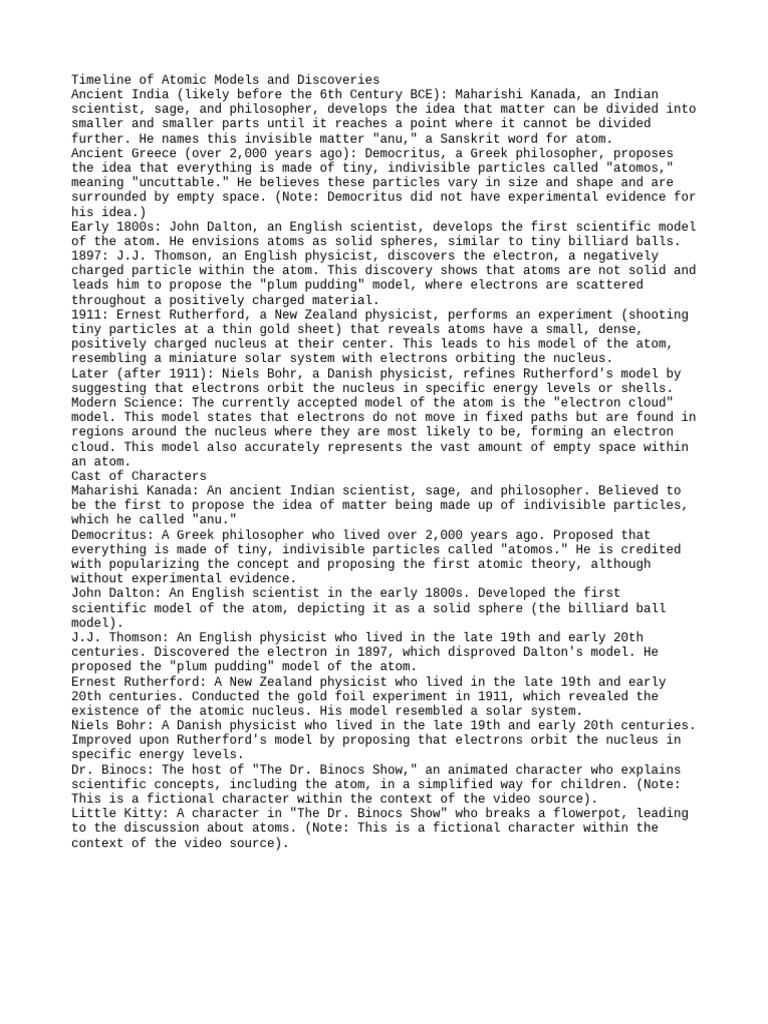 Evolution of Atomic Theory Timeline and Key Figures | PDF | Atoms ...