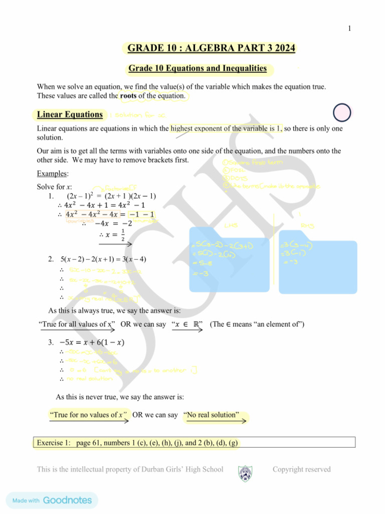 Algebra Pt.3(Exquations +Inequalities)-01 | PDF
