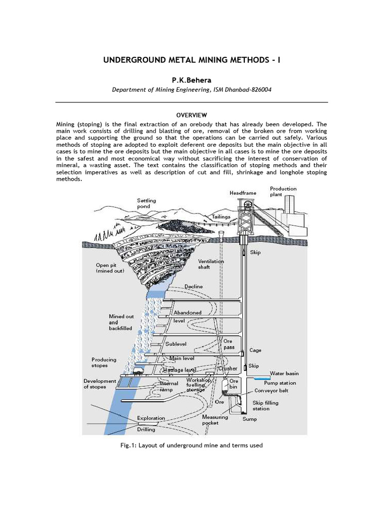 Underground Metal Mining Methods-I | PDF | Mining | Minerals