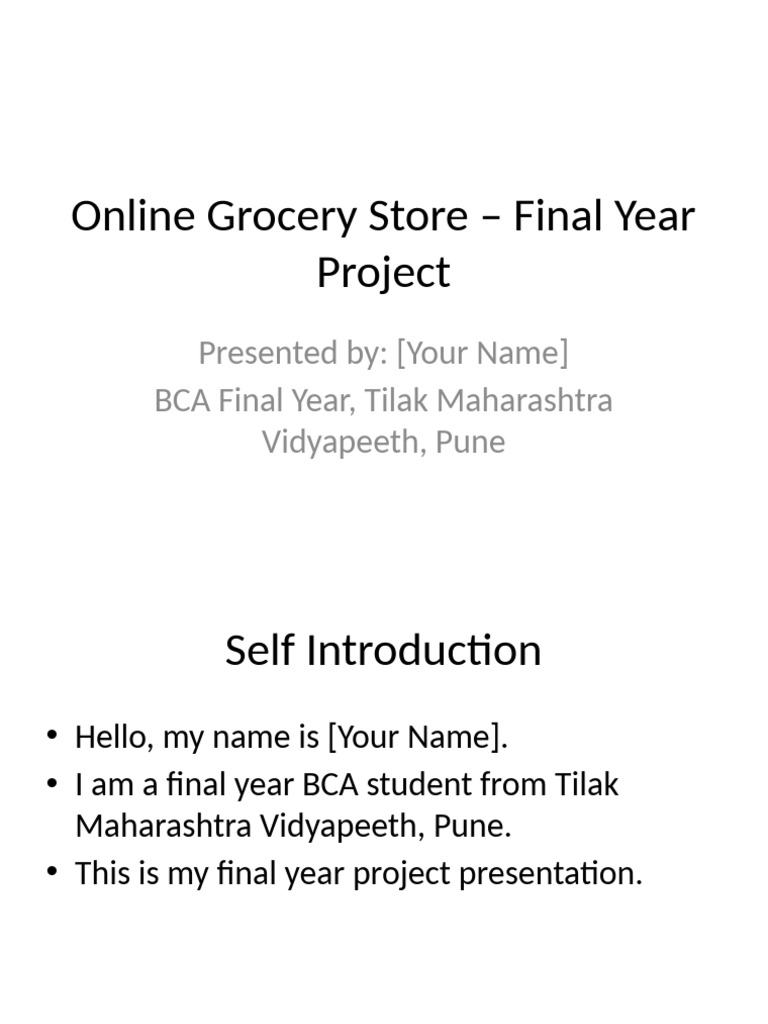 Online Grocery Store Project Overview | PDF