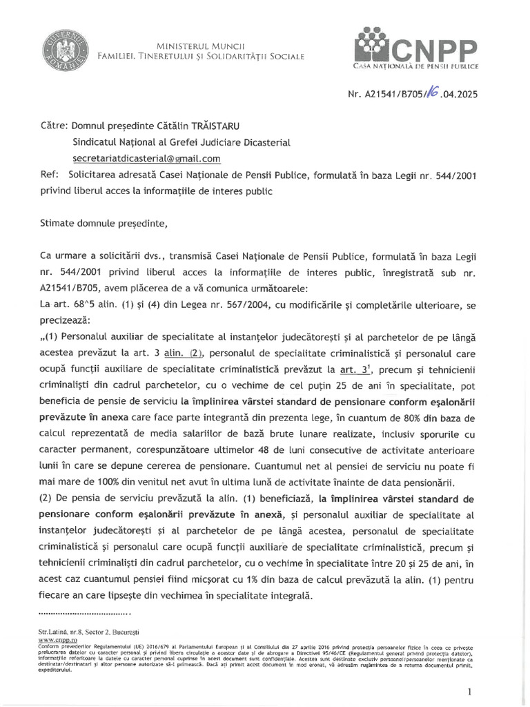 Răspuns CNPP Adresa Nr. 96-SNGJ-2025 | PDF