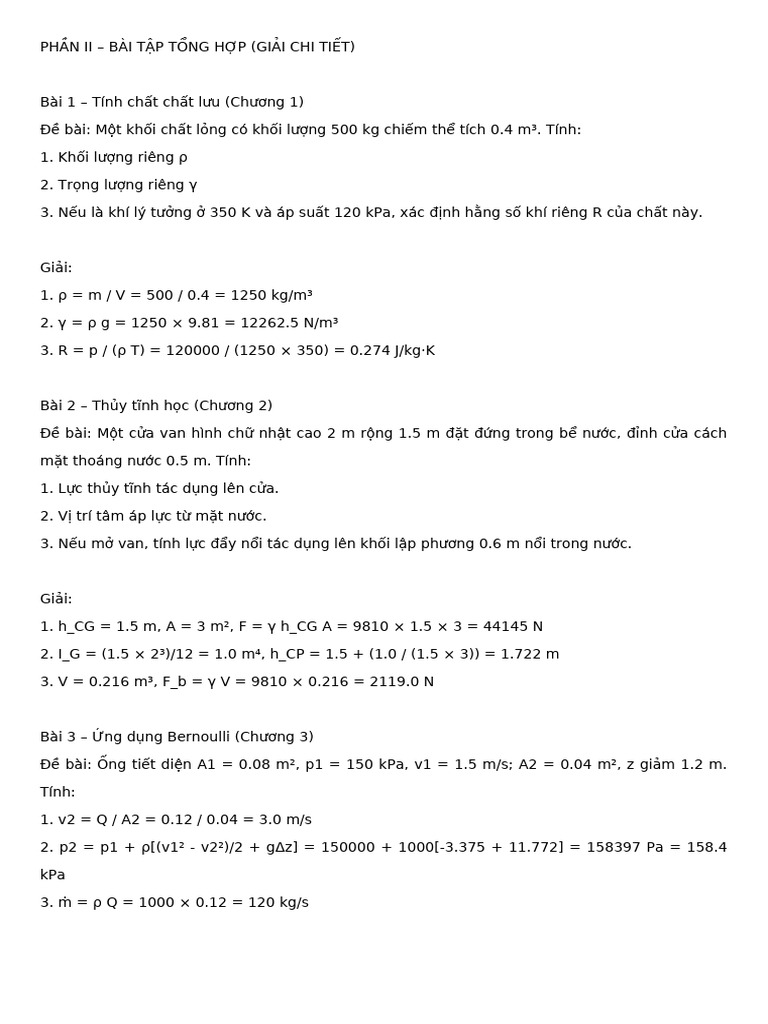 Bai Tap Co Luu Chat Giai Chi Tiet | PDF