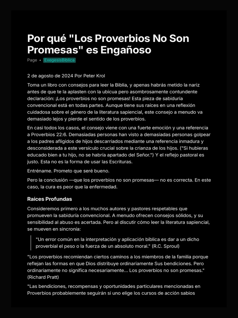 Proverbios 30:7-9: Promesas o Probabilidades | PDF | Libro de ...