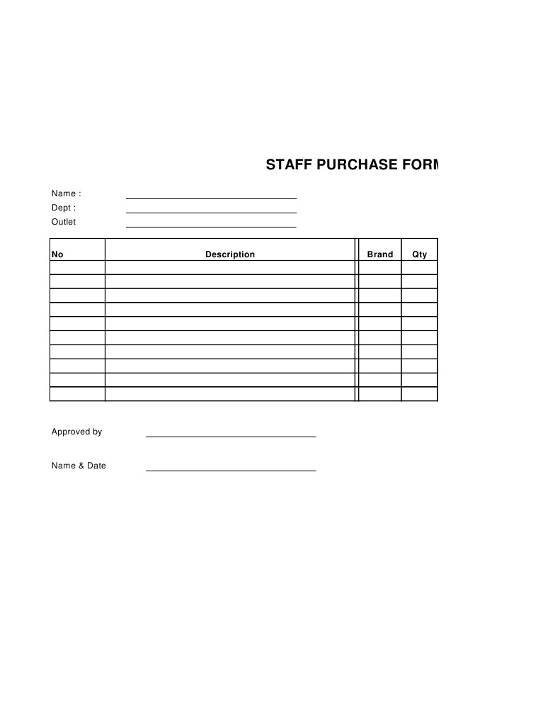 Staff Purchase Form Template | PDF