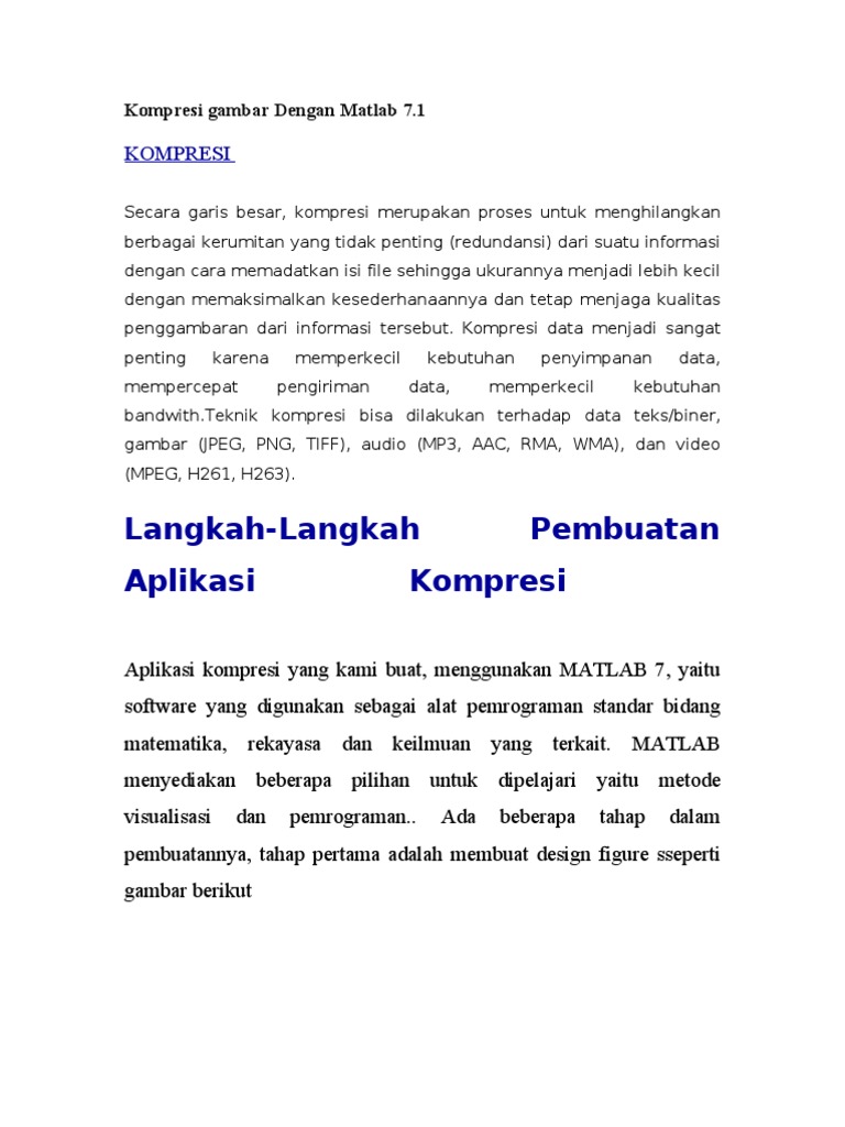Kompresi Gambar Dengan Matlab 7 | PDF