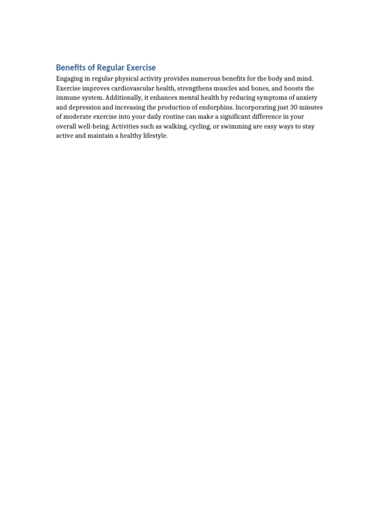 Benefits of Regular Exercise | PDF