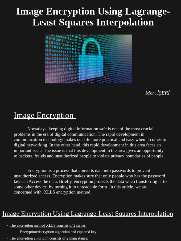 Image Encryption Using Lagrange-Least Squares Interpolation.l | PDF | Encryption | Cryptography
