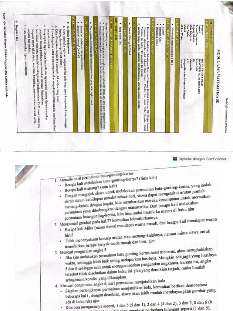 Modul Ajarmatematika KLS 1 Observasi | PDF