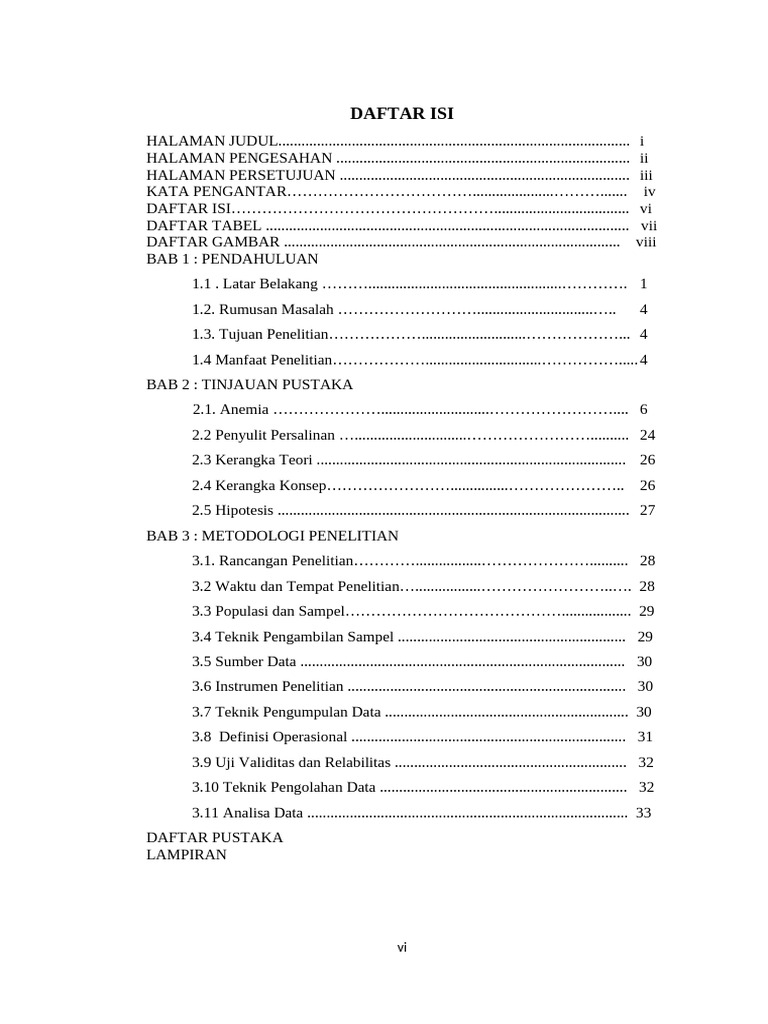 Daftar Isi Proposal | PDF