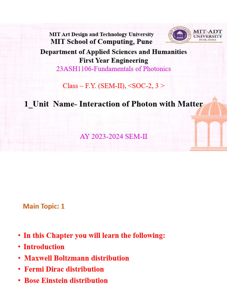 Unit 1 Notes Interaction of Photon With Matter Updated | PDF ...