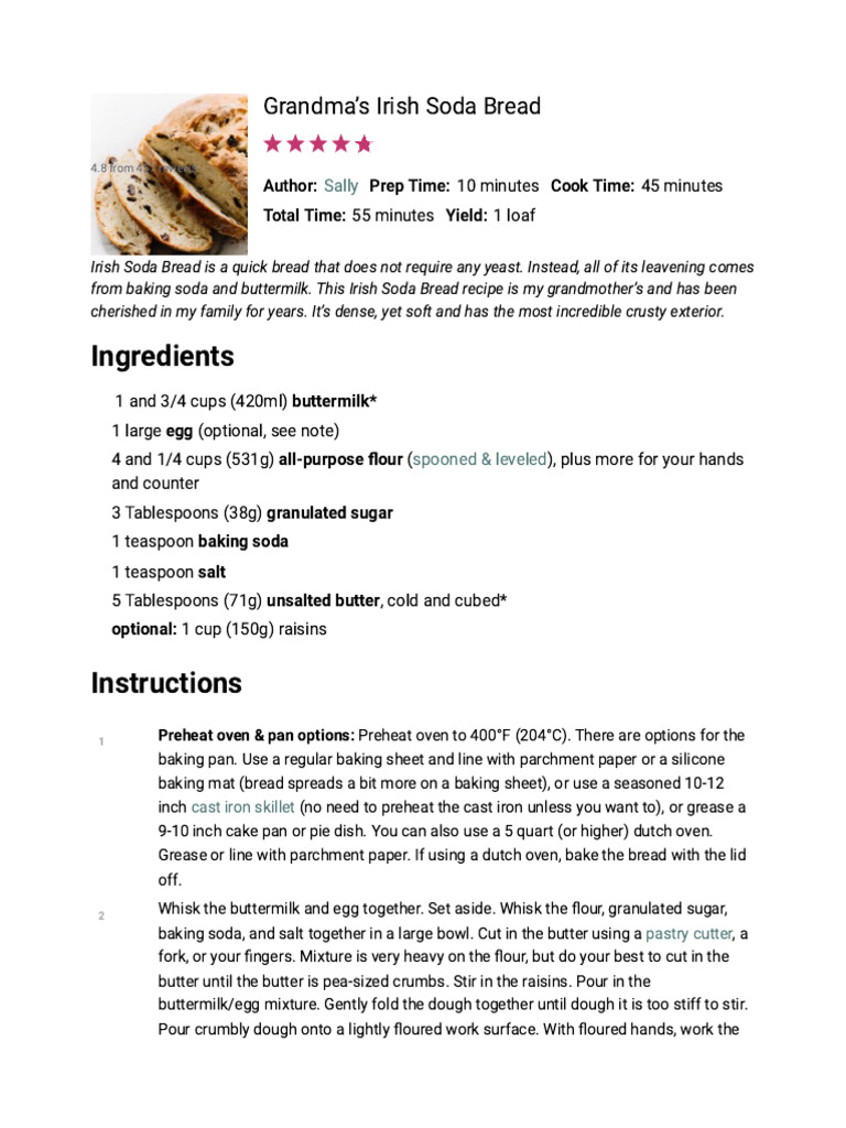 Grandma's Irish Soda Bread Recipe | PDF | Breads | Baking