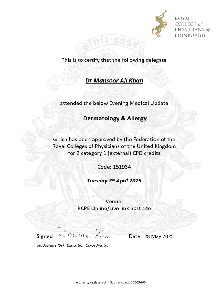 RCPE Evening Medical Update Certification | PDF