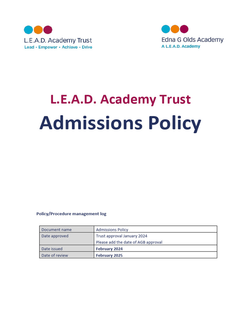 Admissions Policy | PDF | Policy | Parent