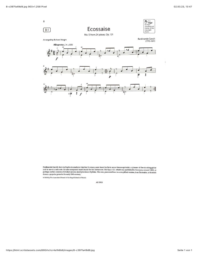 Ecossaise No.5 by Ferdinando Carulli | PDF