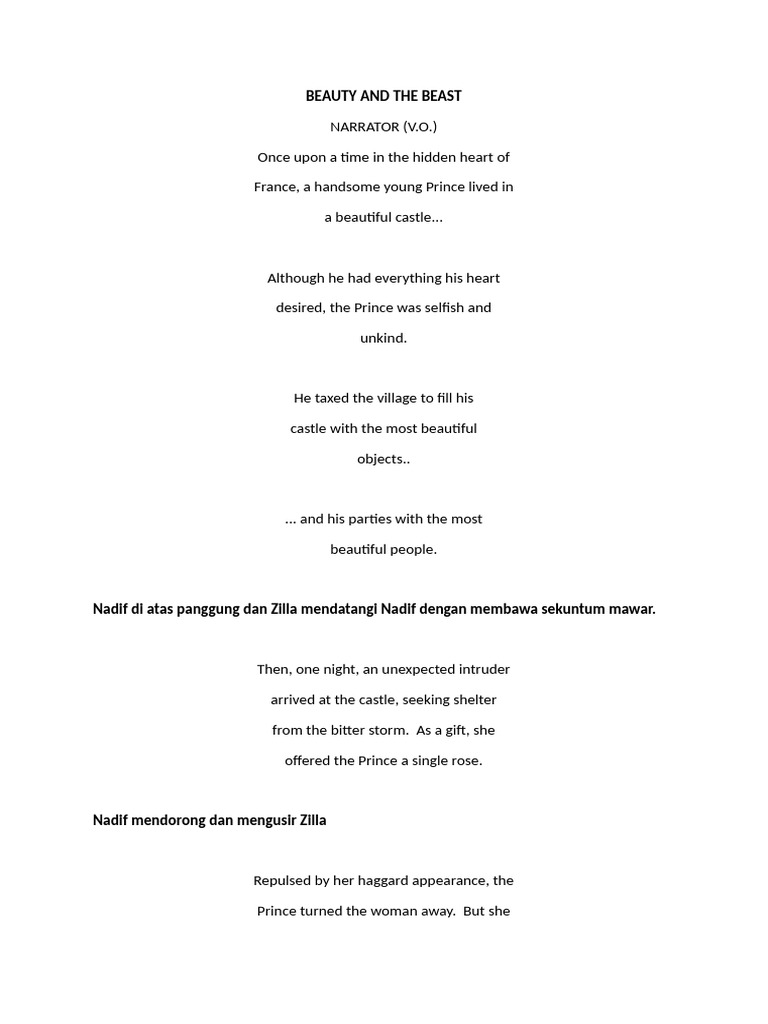 Beauty and The Beast Script-1 | PDF