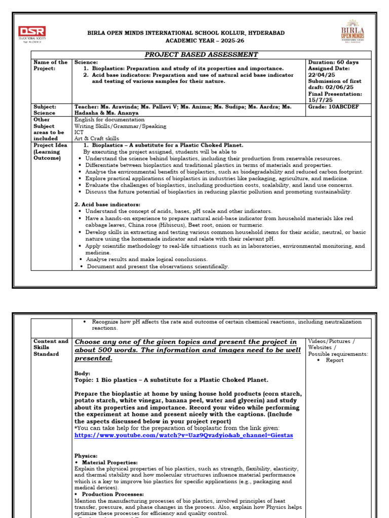 Gr10 Science PBA (2025-26) | PDF | Polymers | Biodegradation
