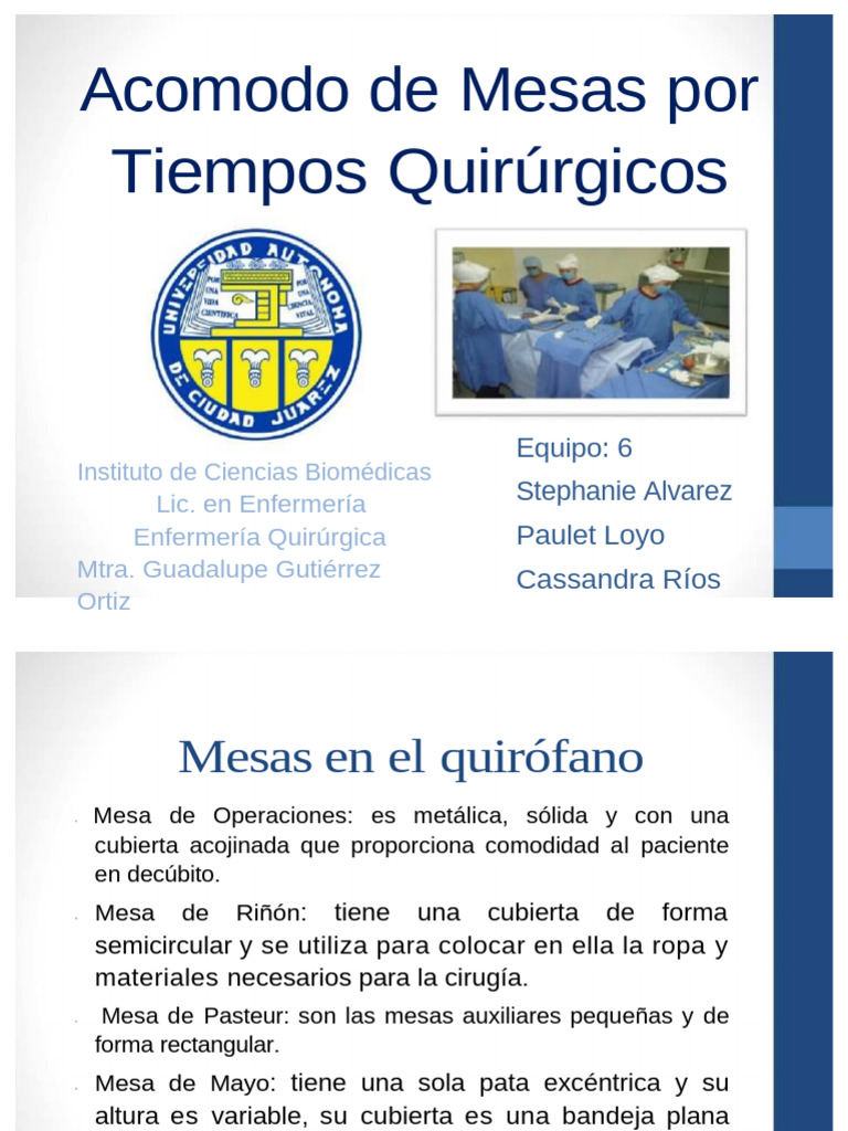Acomodo de Mesas Quirúrgicas Efectivo | PDF | Cirugía | Medicina CLINICA