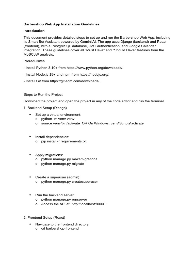 Barbershop Web App Installation Guidelines | PDF