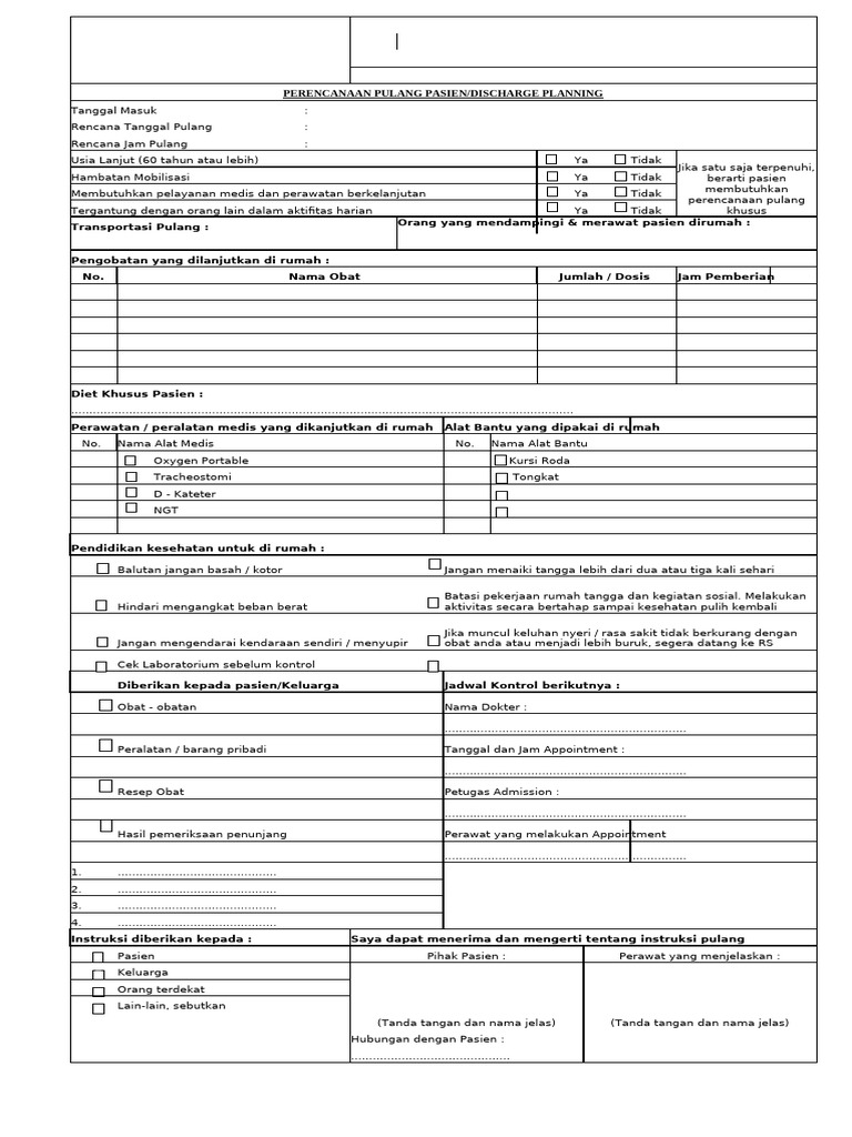 RM 16 Perencanaan Pulang Pasien (Discharge Planning) | PDF
