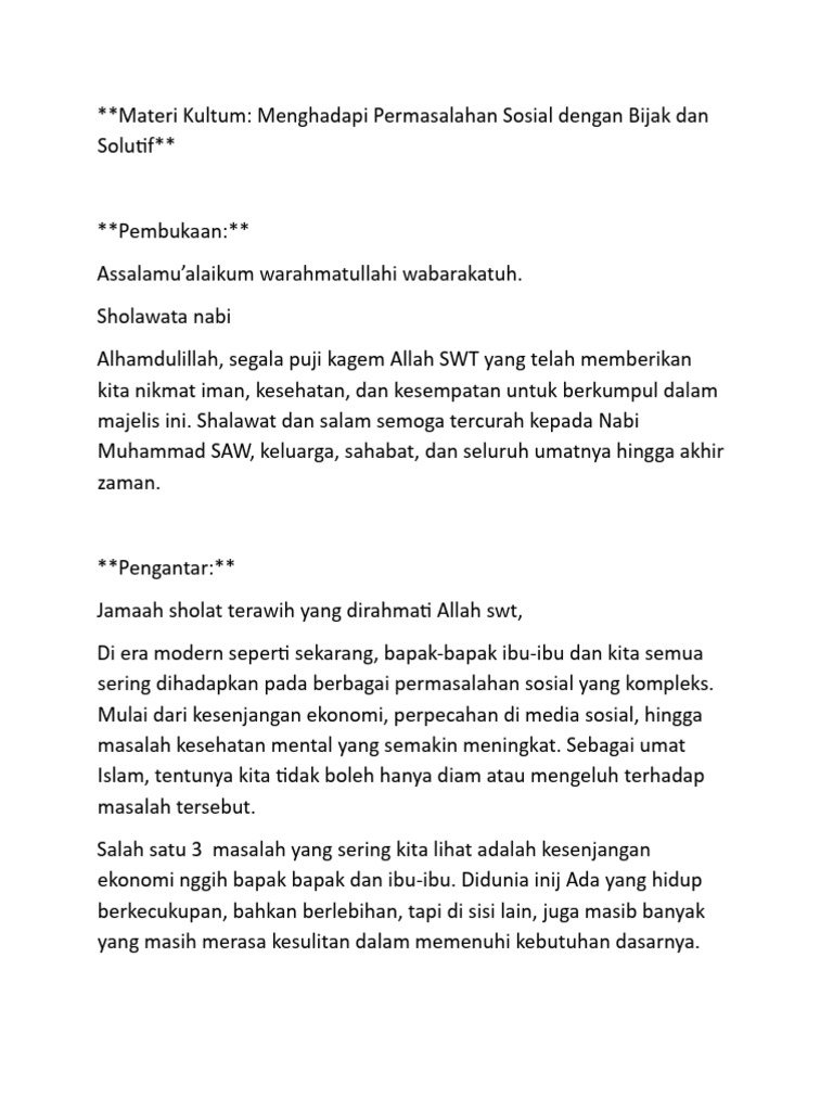 Materi Kultum Fix | PDF