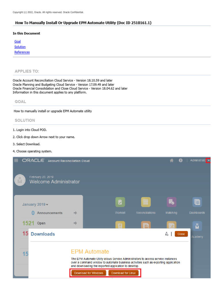How To Manually Install or Upgrade EPM Automate Utility (Doc ID 2510161.1) | PDF