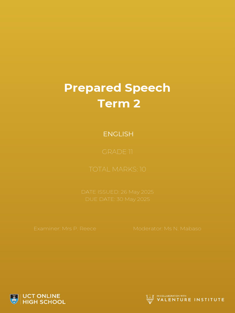 Grade 11 English Prepared Speech Guide | PDF | Cyberbullying | Fluency