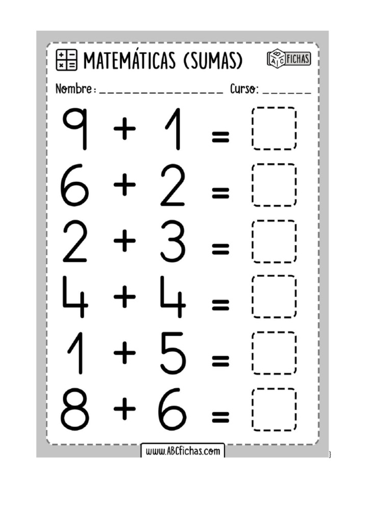 Matematicas Sumas de 1 Dígito | PDF