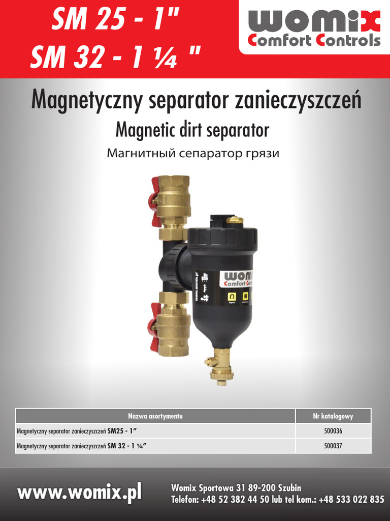 Separator Magnetyczny SM 25 Karta Katalogowa | PDF