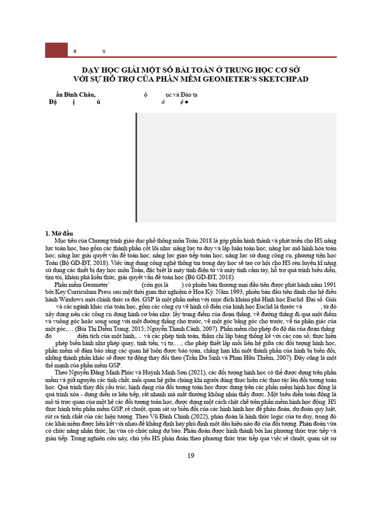 Dy HC Gii MT S Bi Ton Trung HC C S Vi S H TR CA PHN MM Geometers Sketchpad | PDF